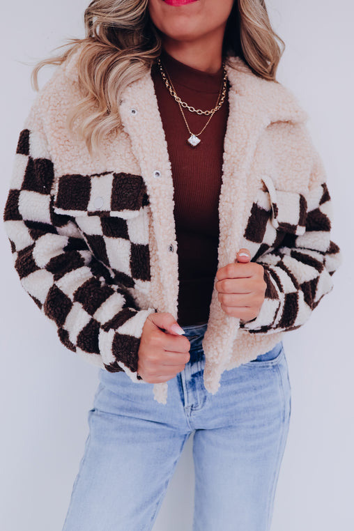 Teddy velvet checkerboard short jacket - Levitika